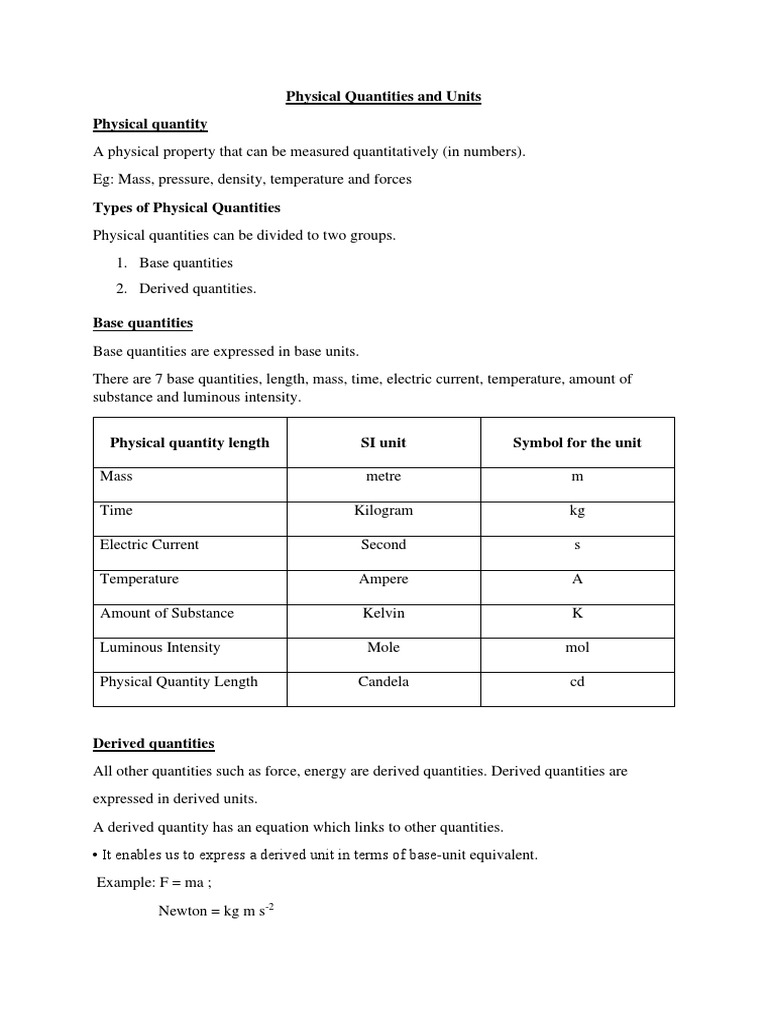 Understanding Physical Quantities and Units | PDF | Significant Figures ...