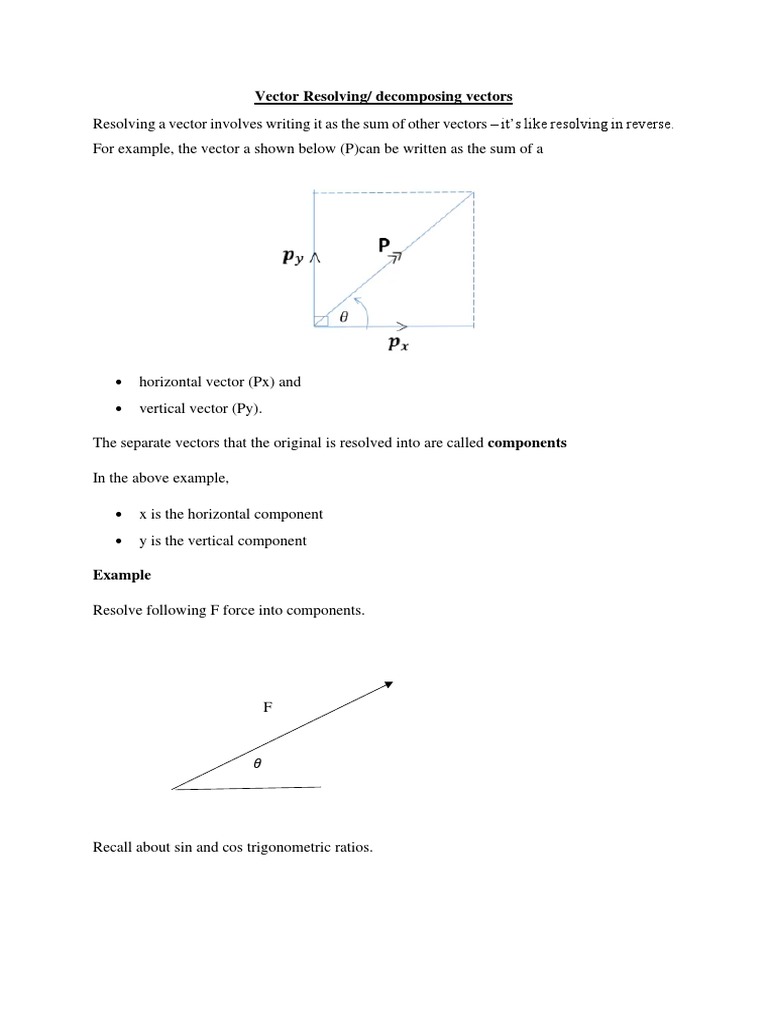 Vector Resolving/ Decomposing Vectors | PDF | Euclidean Vector | Sine