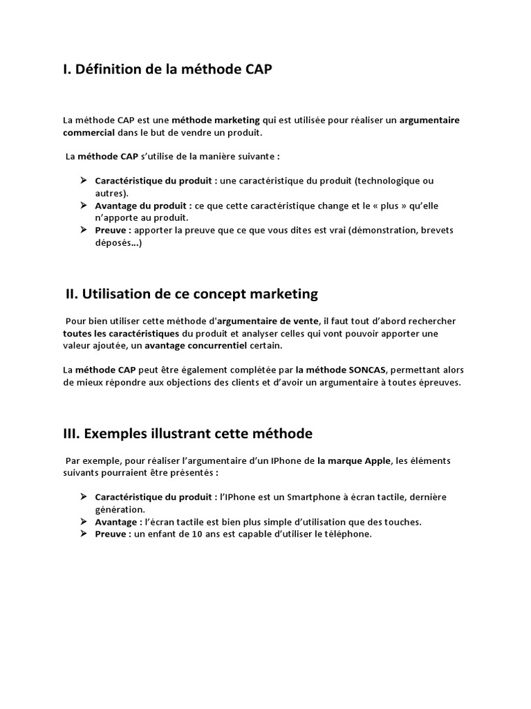 Méthode CAP : Argumentaire de Vente | PDF | Ordinateurs
