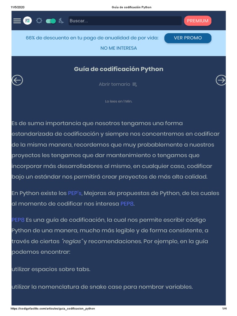 Guía de Codificación Python | PDF | Python (lenguaje de programación) | Ingeniería de software