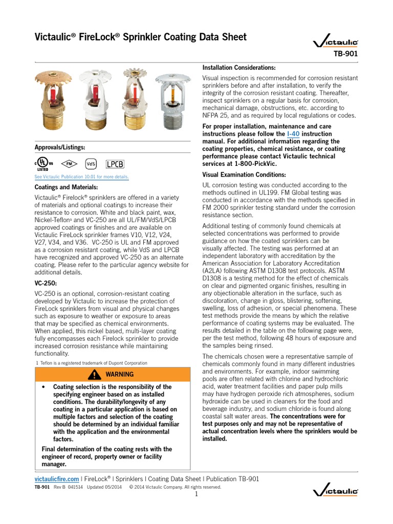 Victaulic Firelock Sprinkler Coating Data Sheet: See Victaulic ...