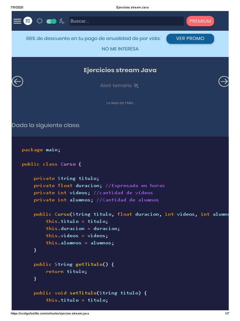 Ejercicios Stream Java | Descargar gratis PDF | Java (lenguaje de programación) | Informática