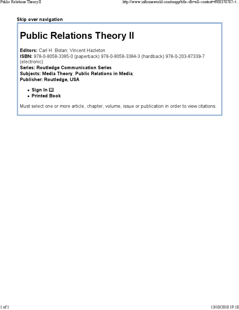 Public Relations Theory II | PDF