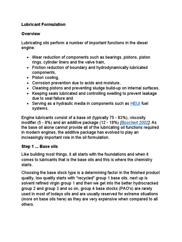 Lubricant Formulation: Boschert 2002 | PDF | Lubricant | Motor Oil