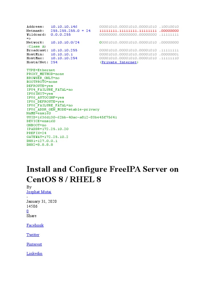Install and Configure Freeipa Server On Centos 8 / Rhel 8 | PDF | Domain Name System | Active ...