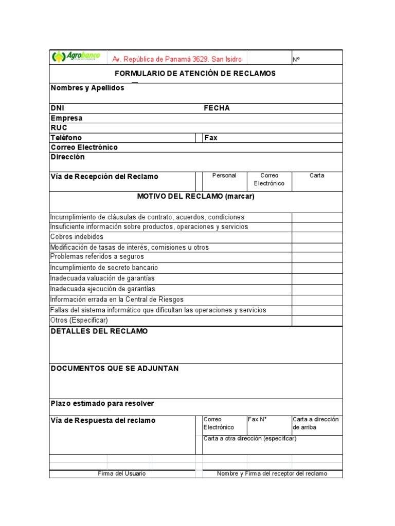 Formulario de Reclamos | PDF