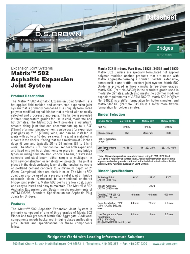 Datasheet: Matrix™ 502 Asphaltic Expansion Joint System | PDF ...