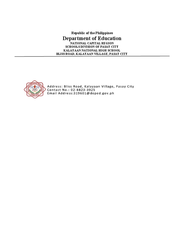Department of Education: Republic of The Philippines | PDF