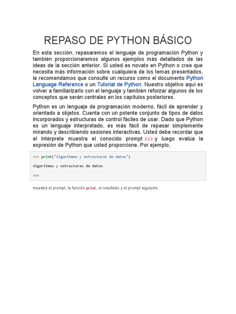 Repaso de Python Básico | PDF