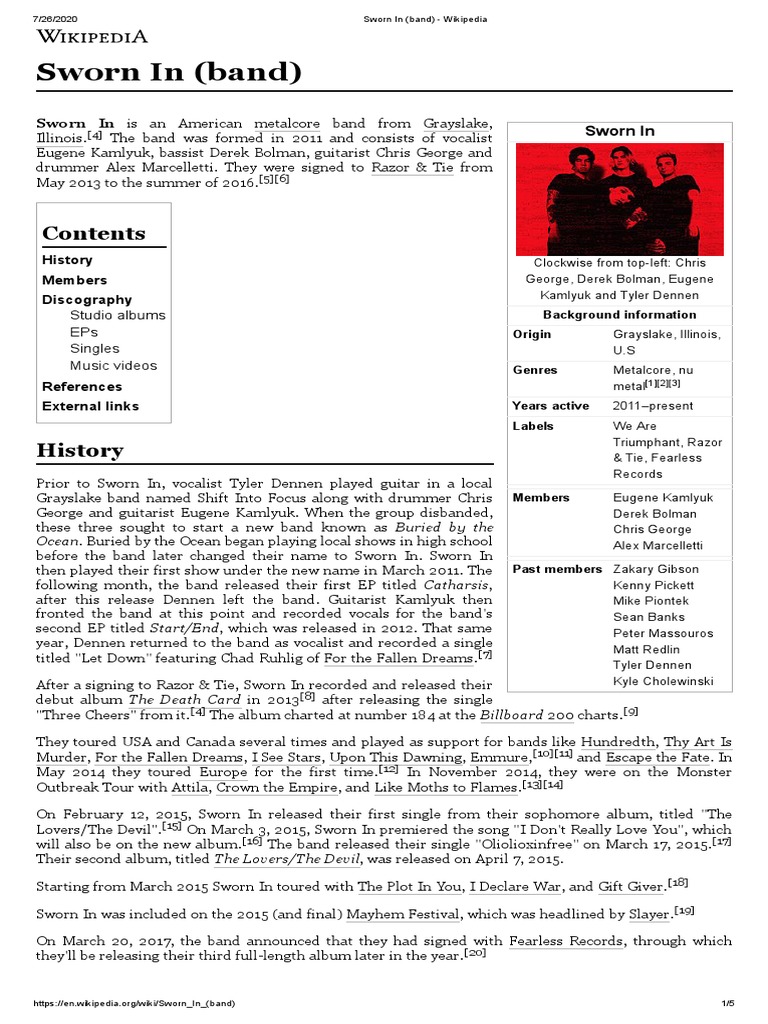 Sworn in (Band) | PDF | Punk Rock Groups | Musicians