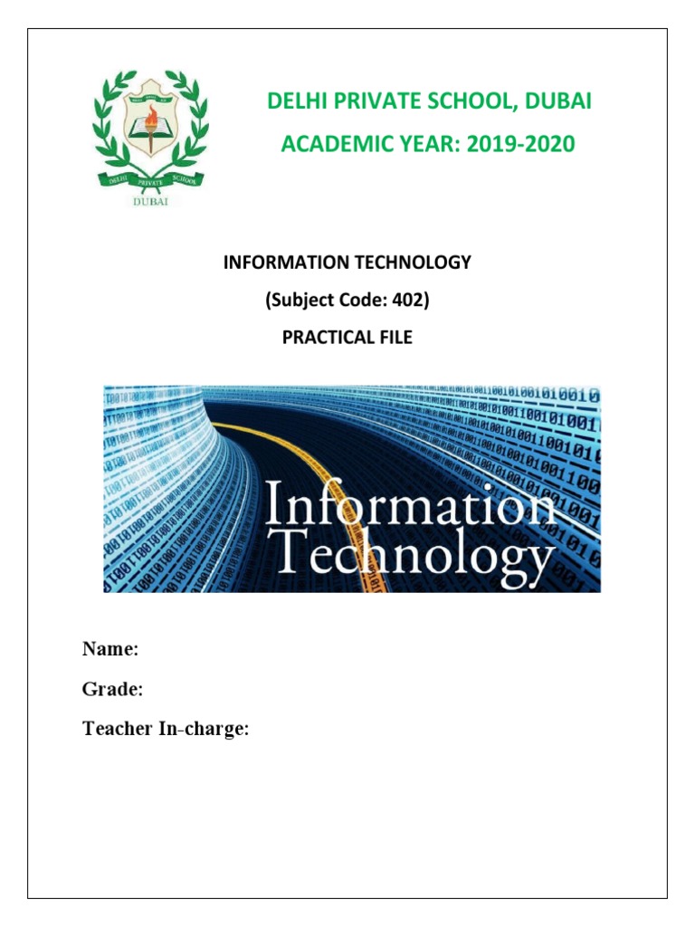 Delhi Private School, Dubai ACADEMIC YEAR: 2019-2020: Information Technology (Subject Code: 402 ...