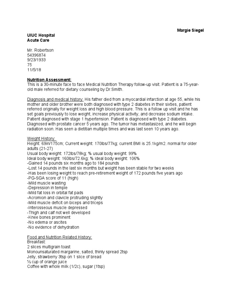 Cancer Adime Note | PDF | Weight Loss | Dietitian