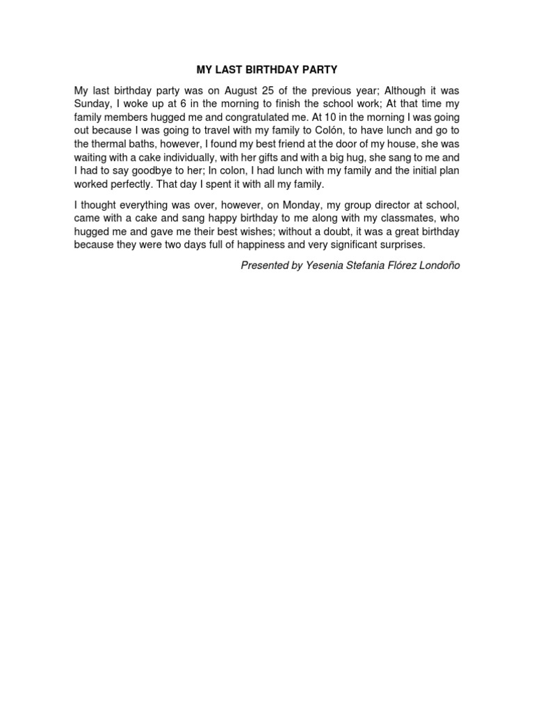 My Last Birthday Party PDF | PDF