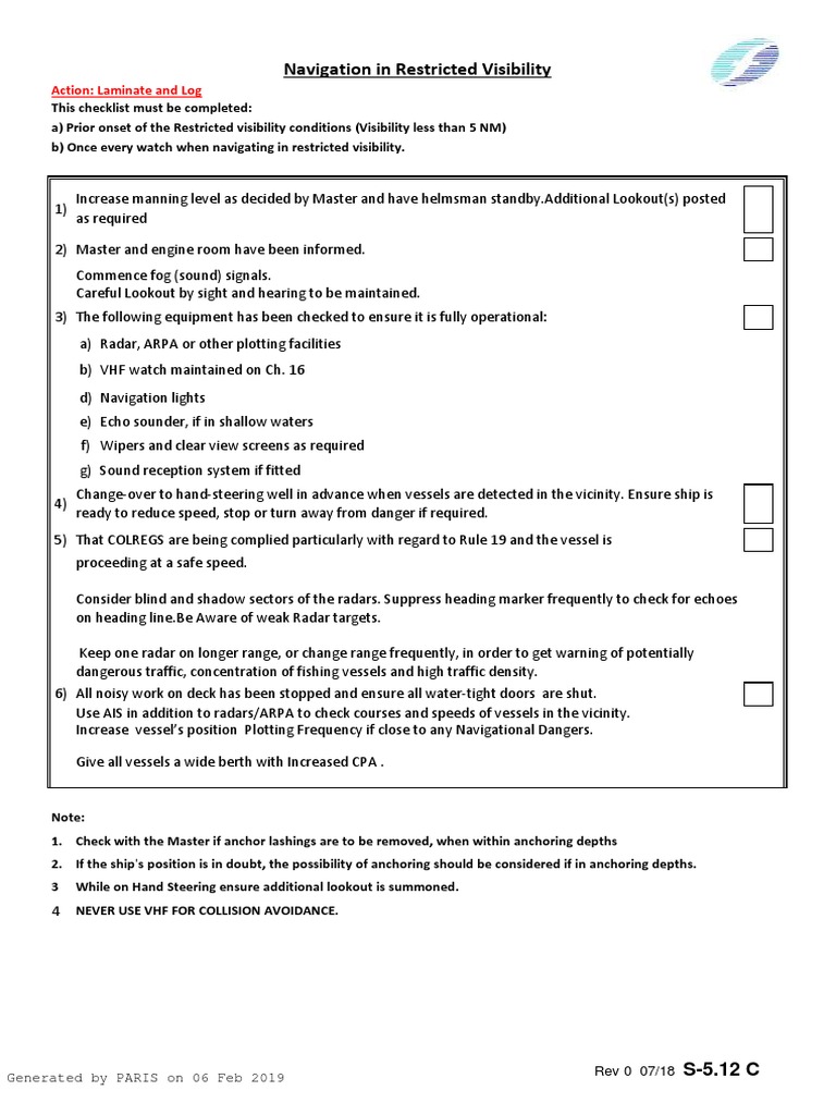 Navigating in Restricted Visibility | PDF