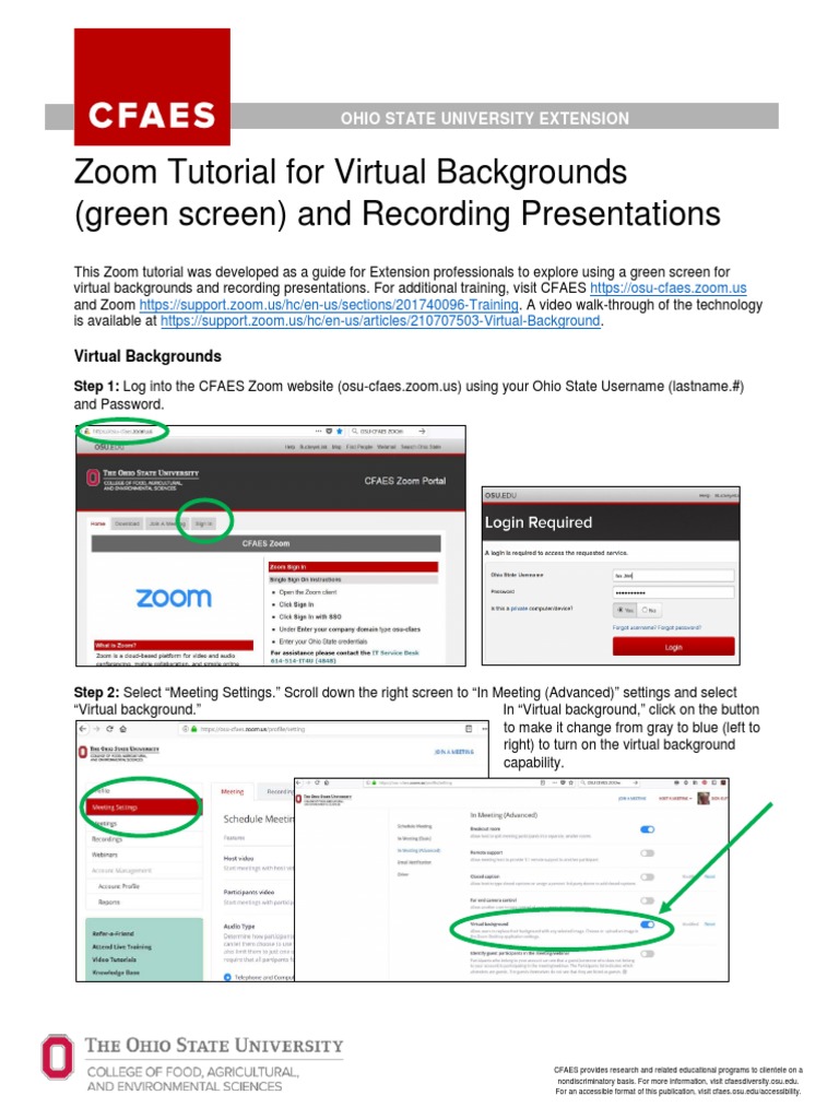 Zoom Tutorial Virtual Backgrounds Green Screen | PDF | Button ...