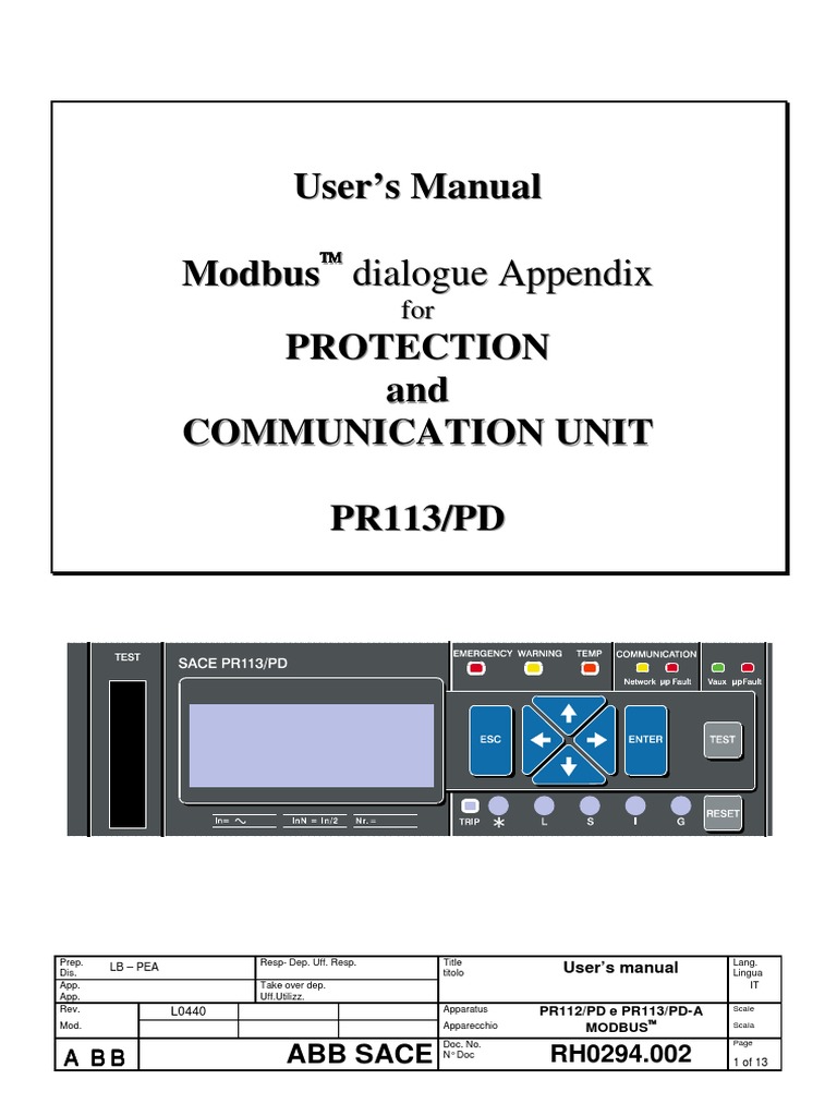 PR113/PD Modbus User Manual | PDF | Power Supply | Parameter (Computer ...