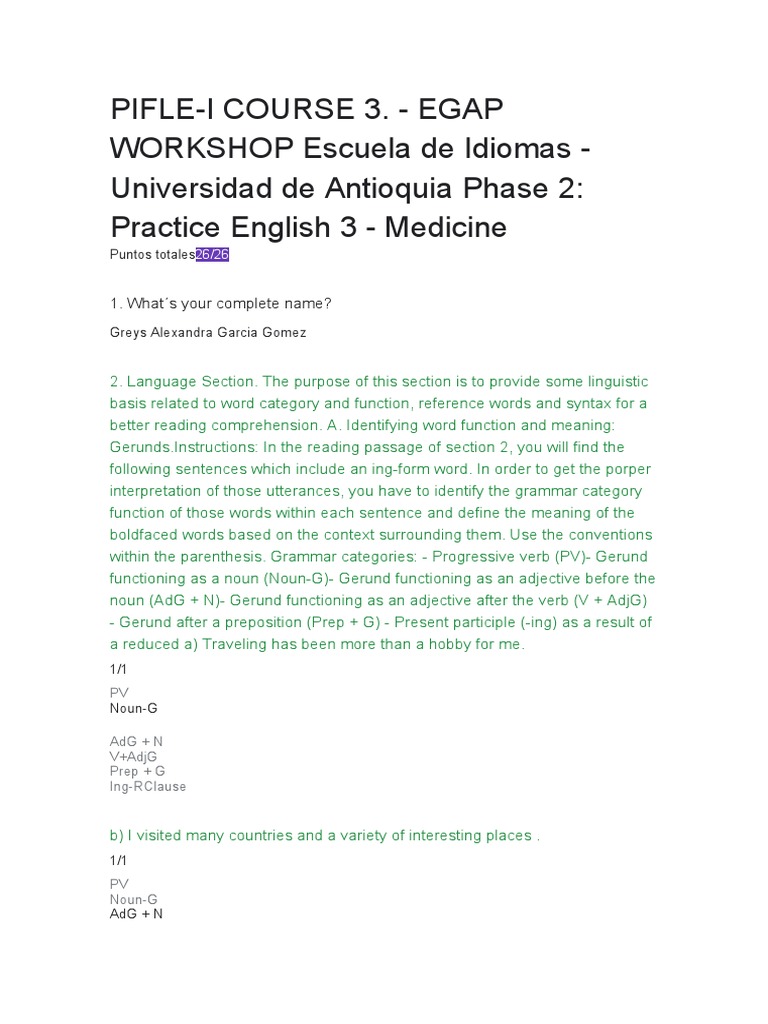 Pifle-I Course 3. - Egap WORKSHOP Escuela de Idiomas - Universidad de Antioquia Phase 2 ...