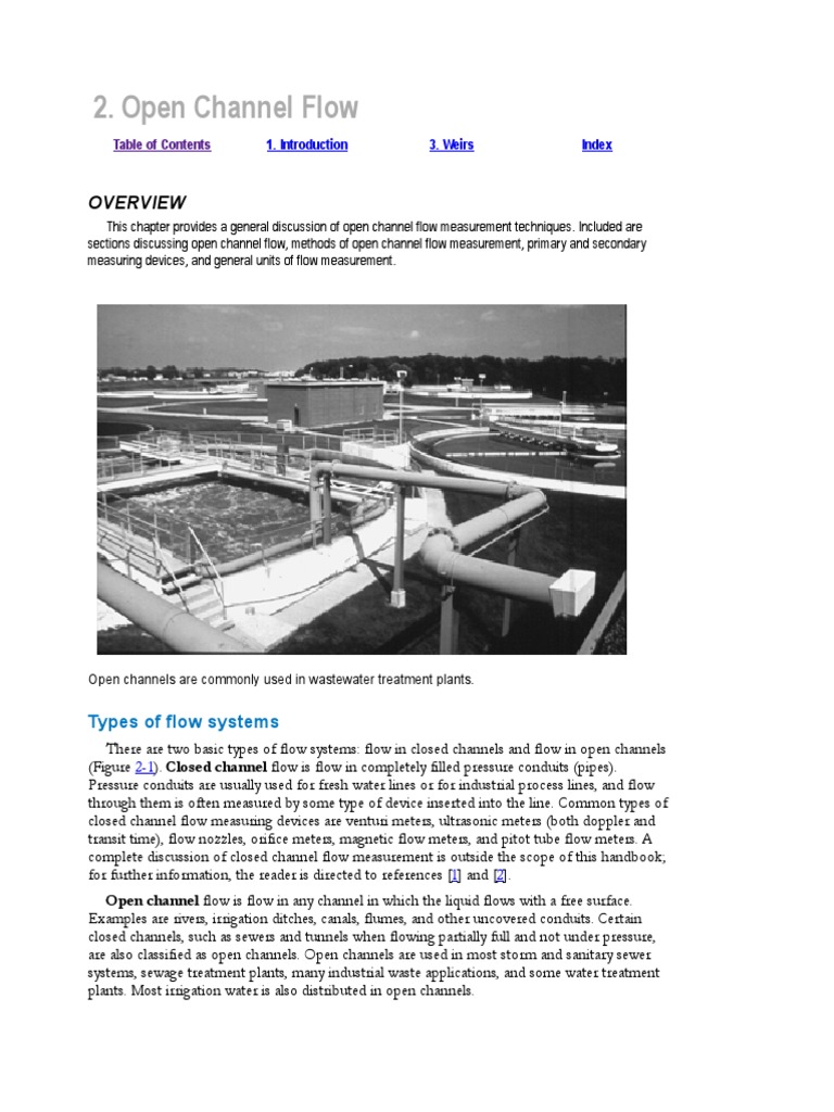 Open Channel Flow: 3. Weirs Index | PDF | Flow Measurement | Liquids