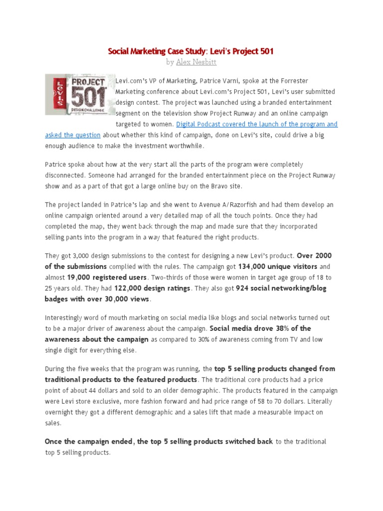 Social Marketing Case Study | PDF | Popular Culture & Media Studies ...