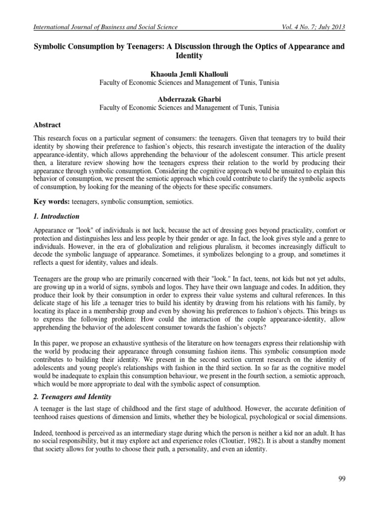 Symbolic Consumption by Teenagers: A Discussion Through The Optics of ...