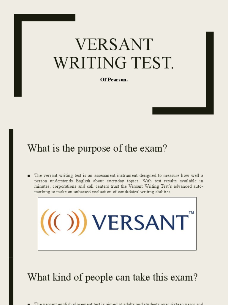 Versant Writing Test.: of Pearson | Download Free PDF | Test Of English ...
