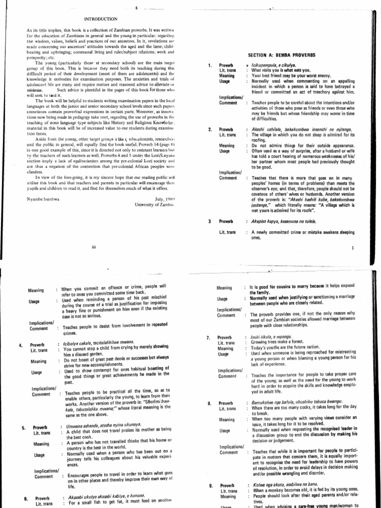 Bemba Proverbs | PDF
