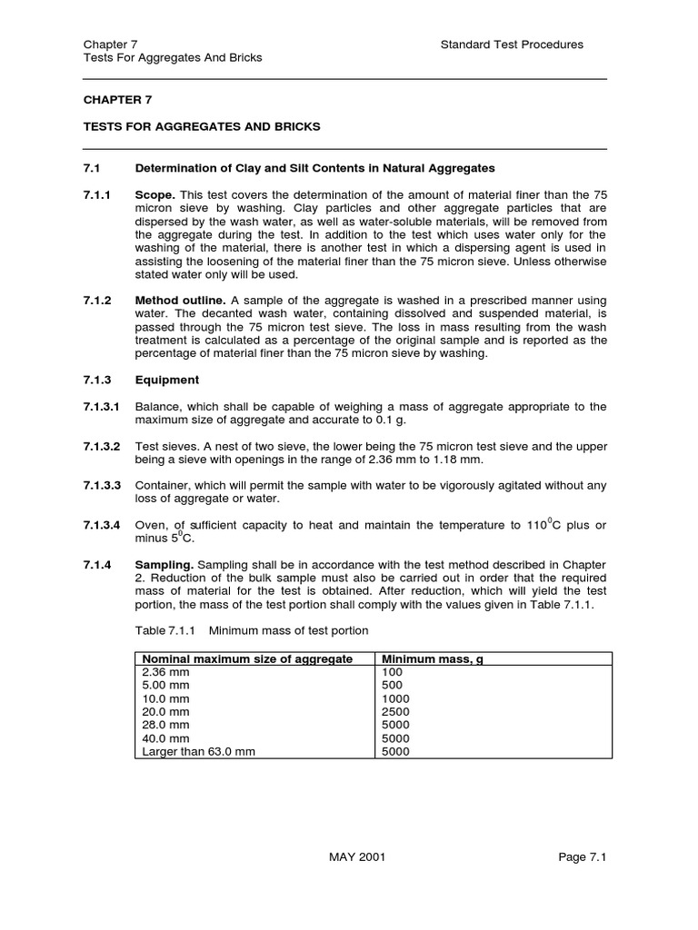 Silt Content Test Procedure | PDF | Water | Applied And ...