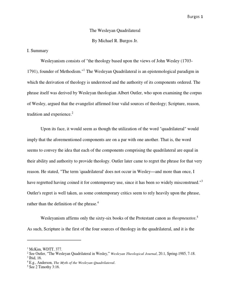 The Wesleyan Quadrilateral Summary and R PDF | PDF | Pentecostalism ...