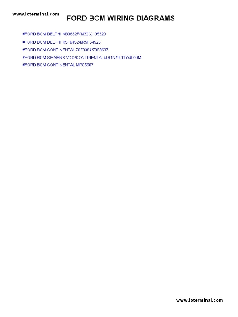 Ford BCM Wiring Diagrams | PDF