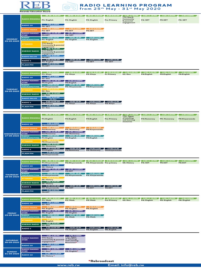 Weekly Radio Learning Schedule | PDF | Integrated Truss Structure ...