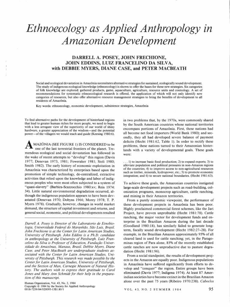 Ethnoecology As Applied Anthropology in | PDF