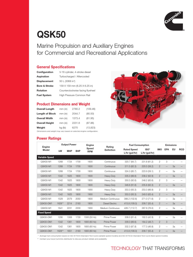 QSK50 Brochure | PDF | Engines | Turbocharger