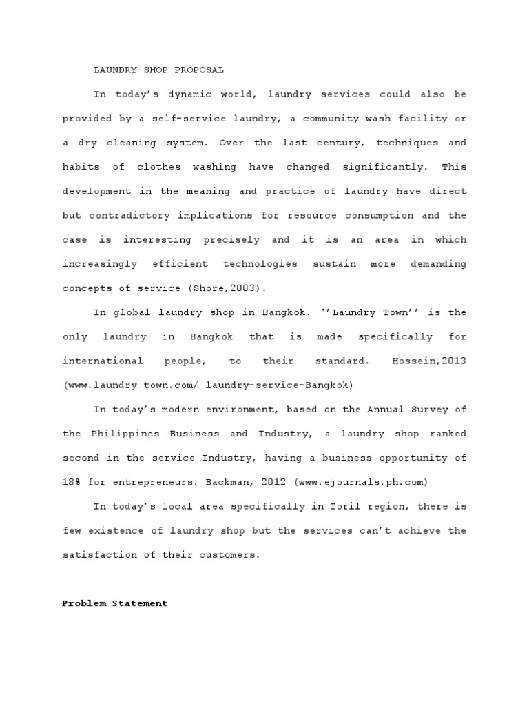 Laundry Shop Proposal | PDF | Laundry | Economies