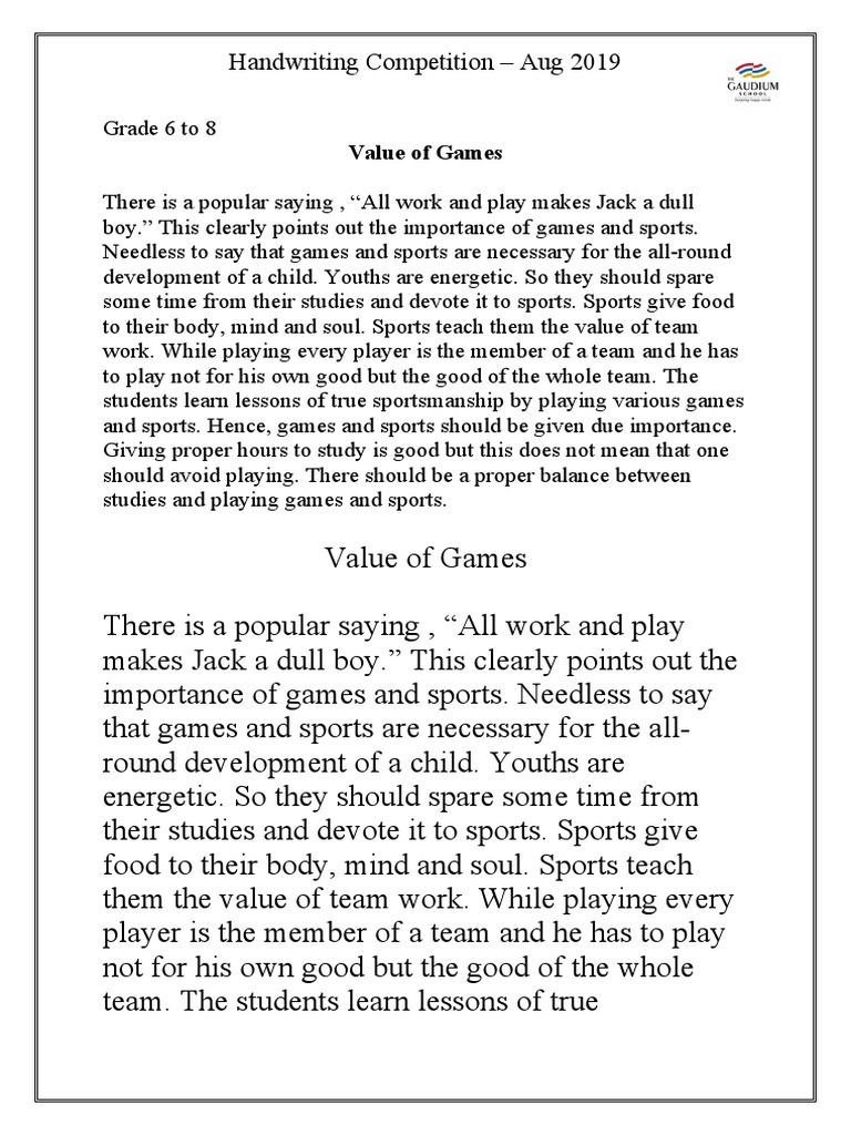 Handwriting Competition Passage | PDF | Obedience (Human Behavior ...