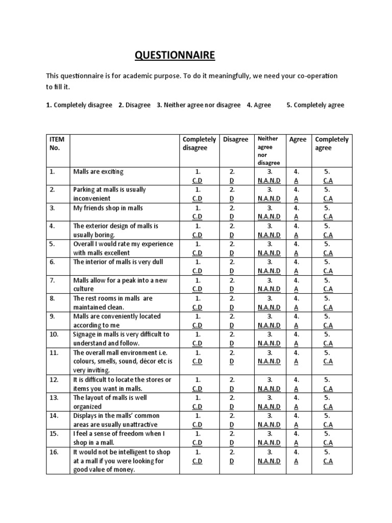 Questionnaire 3 | PDF | Shopping Mall | Business