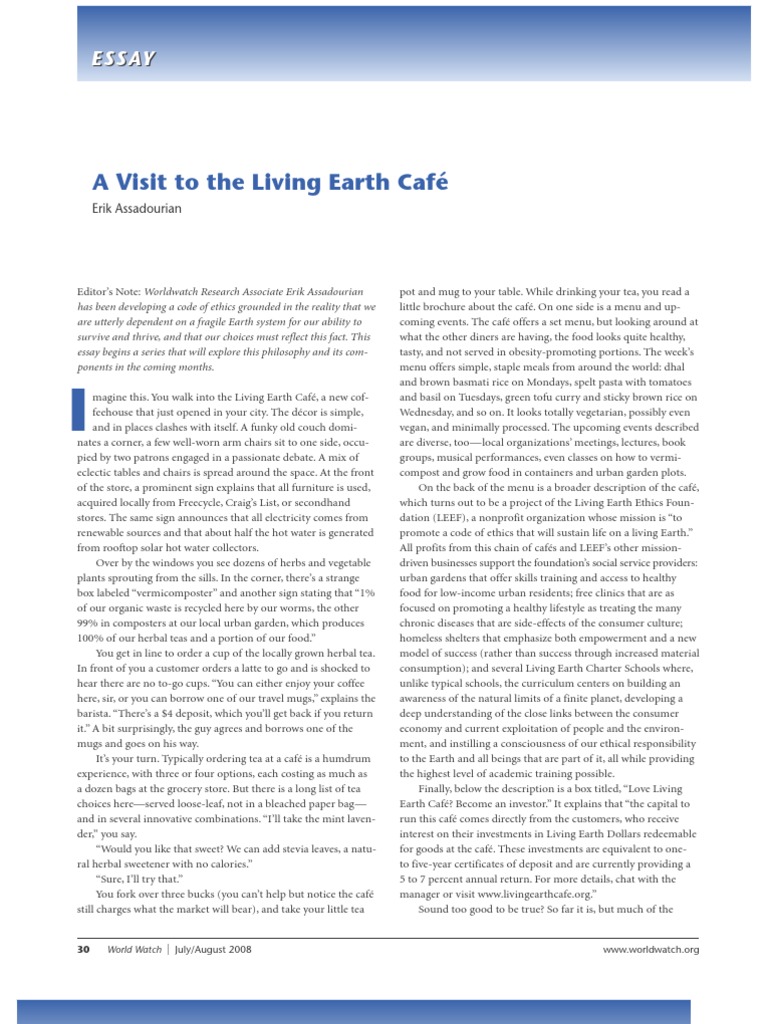 Living Earth Ethics Essays | PDF | Environmentalism | Sustainability