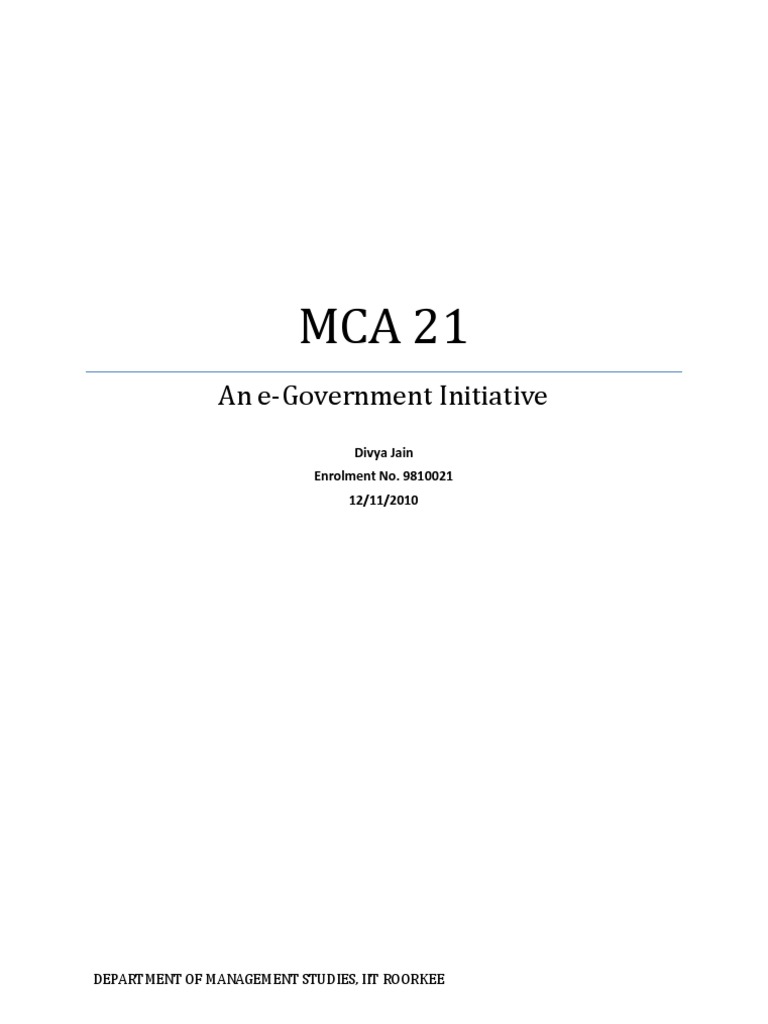 MCA21 e-Governance Project Summary | PDF | Online Banking | Banks & Banking