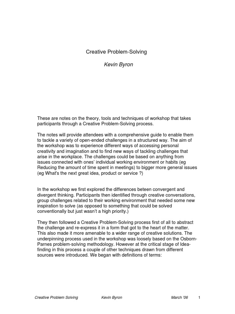 Creative Problem Solving Techniques | PDF
