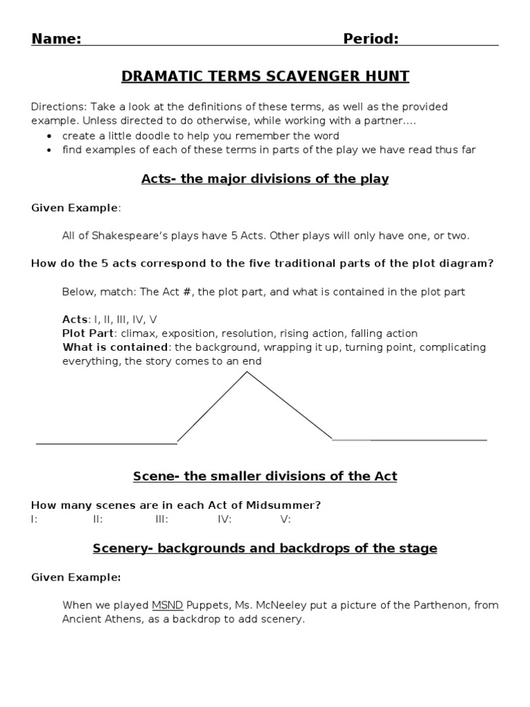 Dramatic Terms Scavenger Hunt | PDF | Metre (Poetry)