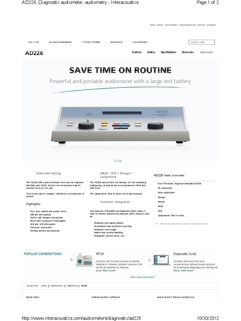 MANUAL AUDIOMETER Ad226 | PDF | Hearing | Computing