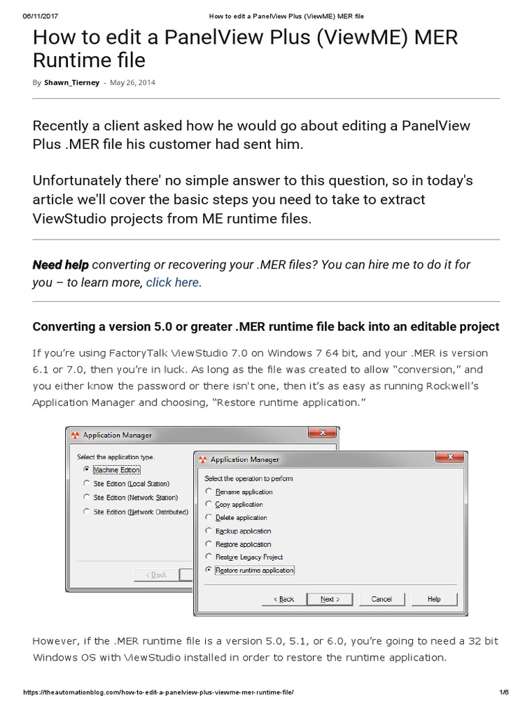 How To Edit A PanelView Plus (ViewME) MER File | Download Free PDF ...