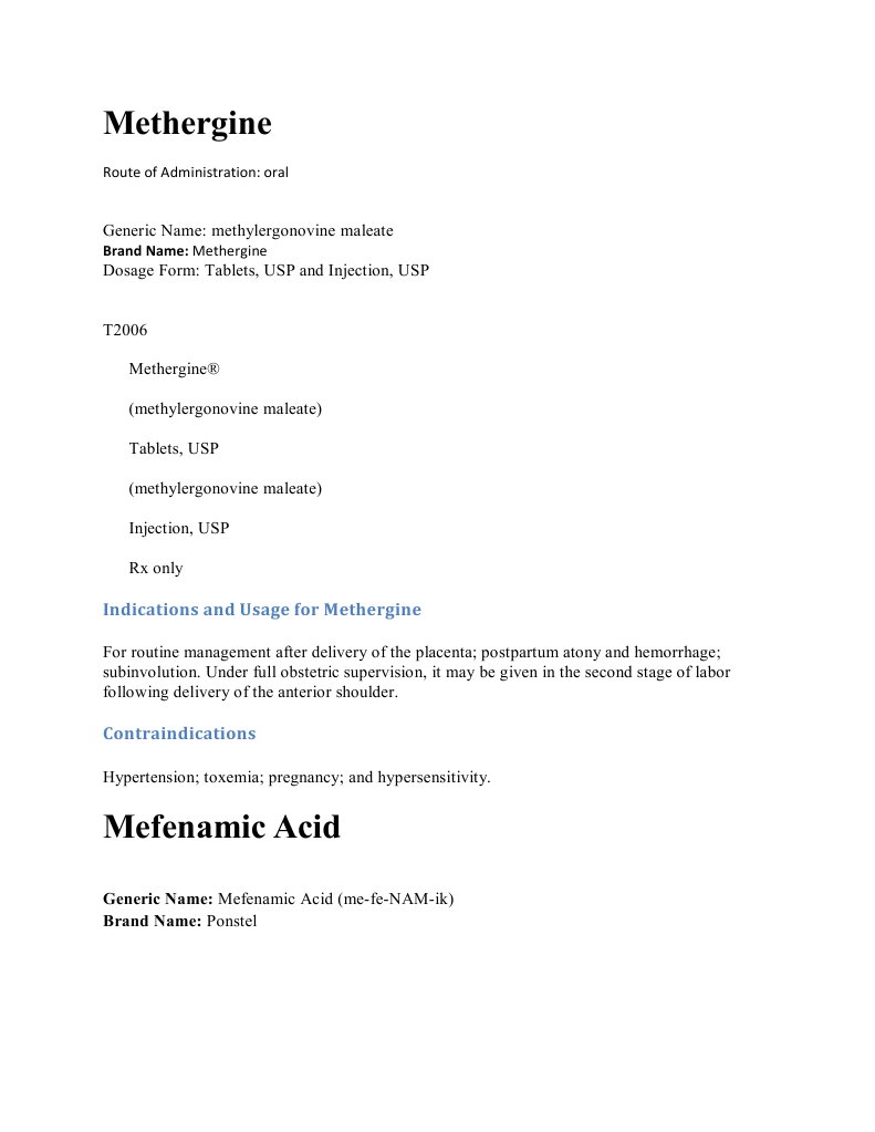 Methergine | PDF | Nonsteroidal Anti Inflammatory Drug | Dose ...