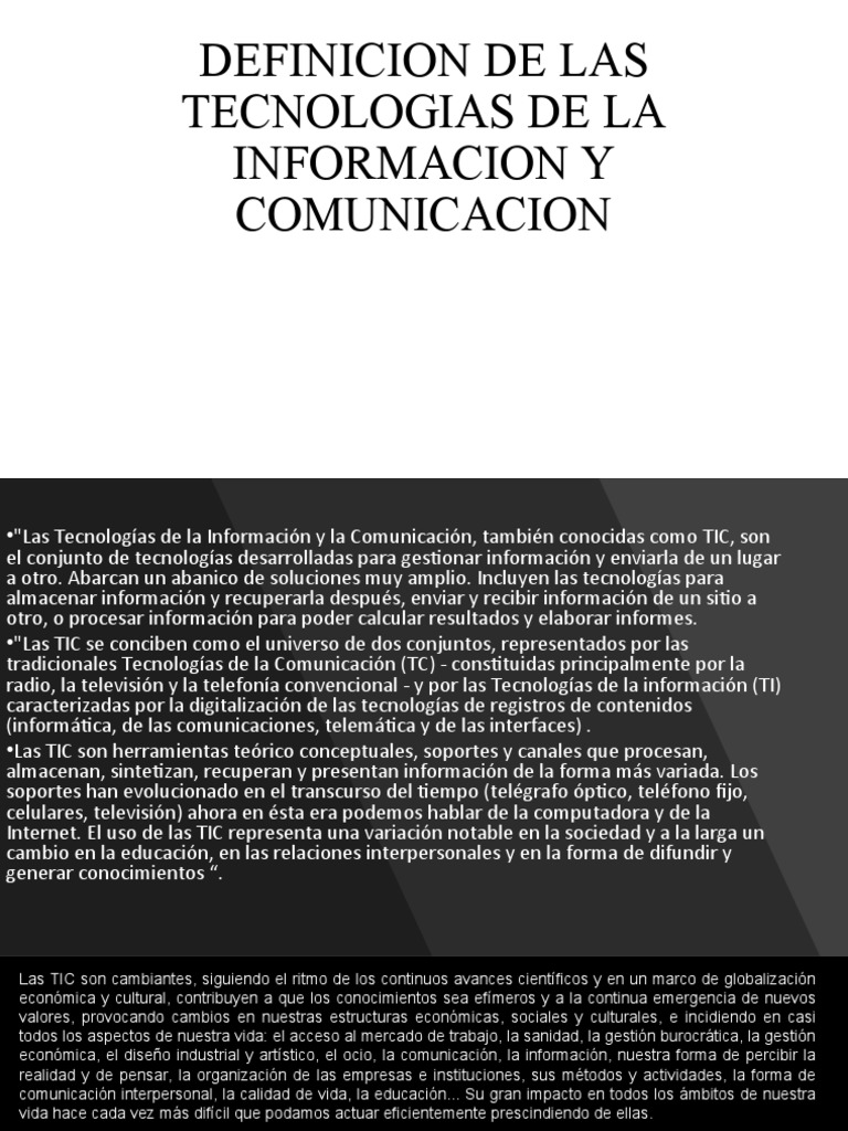Definicion de Tics | PDF | Tecnología de información y comunicaciones ...
