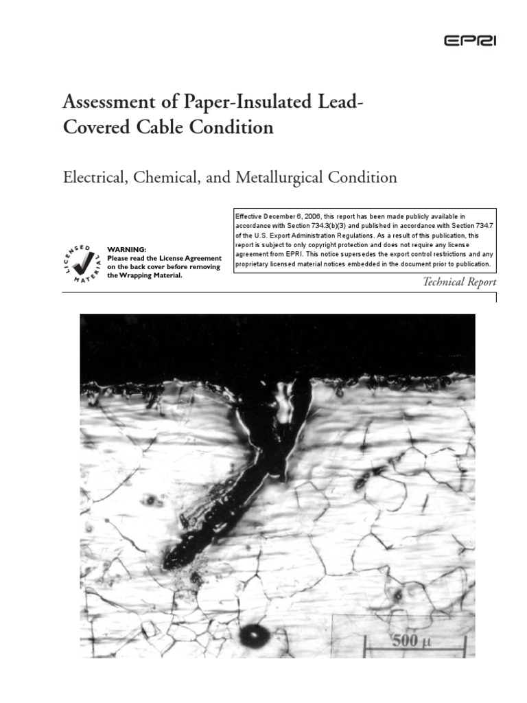 Assessment of Paper-Insulated Lead-Covered Cable Condition PDF ...