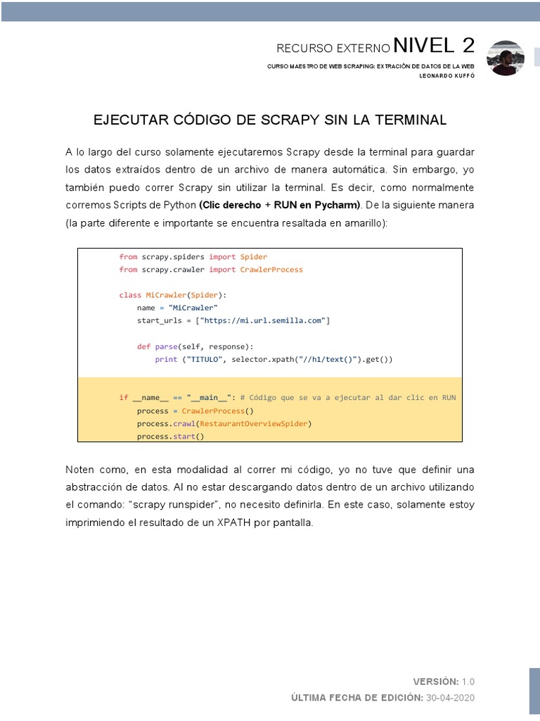 Utilizar Scrapy Sin La Terminal | PDF | Interfaz de línea de comando | Desarrollo de software