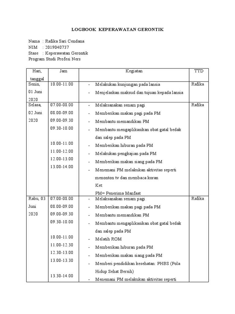 Logbook Keperawatan Gerontik | PDF