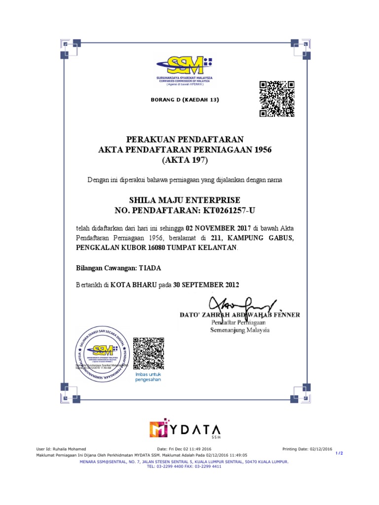 Borang D | PDF