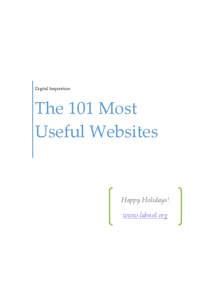 The 101 Most Useful Websites: Happy Holidays! | PDF