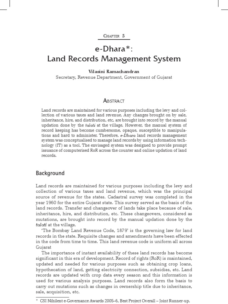 e-Dhara Land Records Management System | PDF | Authentication | Records ...