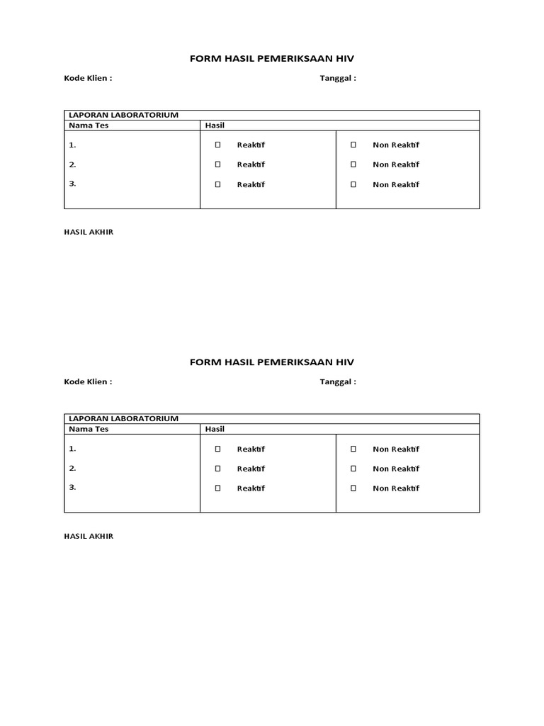 Form Hasil Pemeriksaan Hiv | PDF
